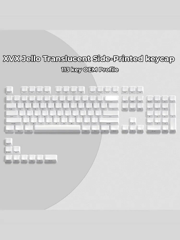 Кейкапы для механической клавиатуры Crystal Jelly, White, OEM, Double Shot