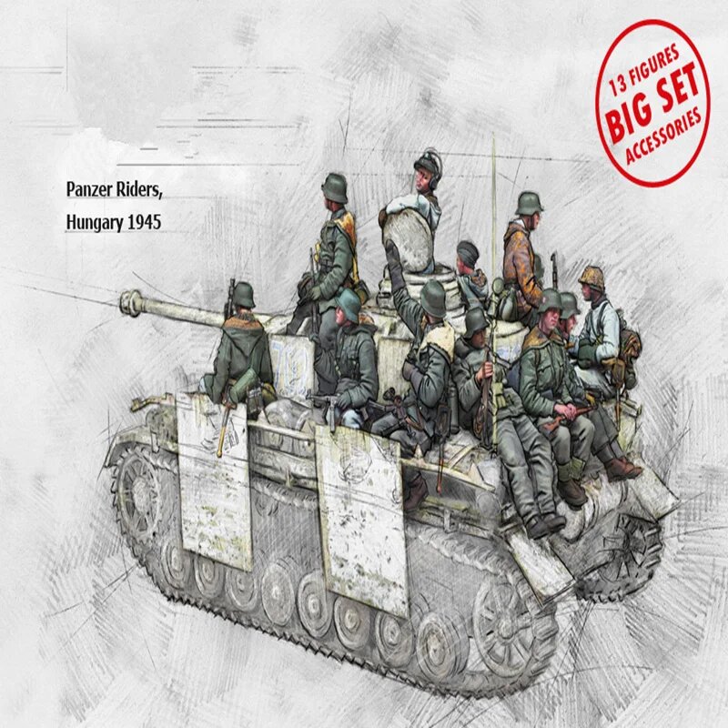 Набор моделей фигурок из смолы 1/35, исторический военный военный бронированный экипаж, 13, фигурки и детали из смолы в разобранном виде, неокрашенный комплект