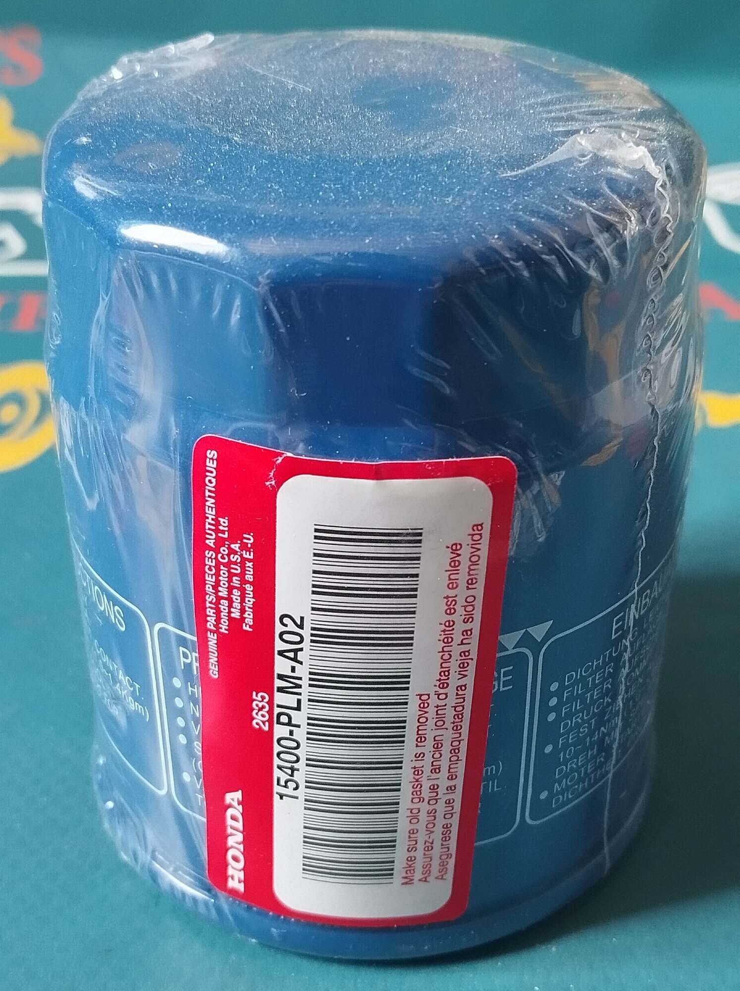 Фильтр Масляный HONDA Accord/Civic/CR-V/Stepwagon/Jazz/Fit/Pilot/ACURA Арт. 15400PLMA02