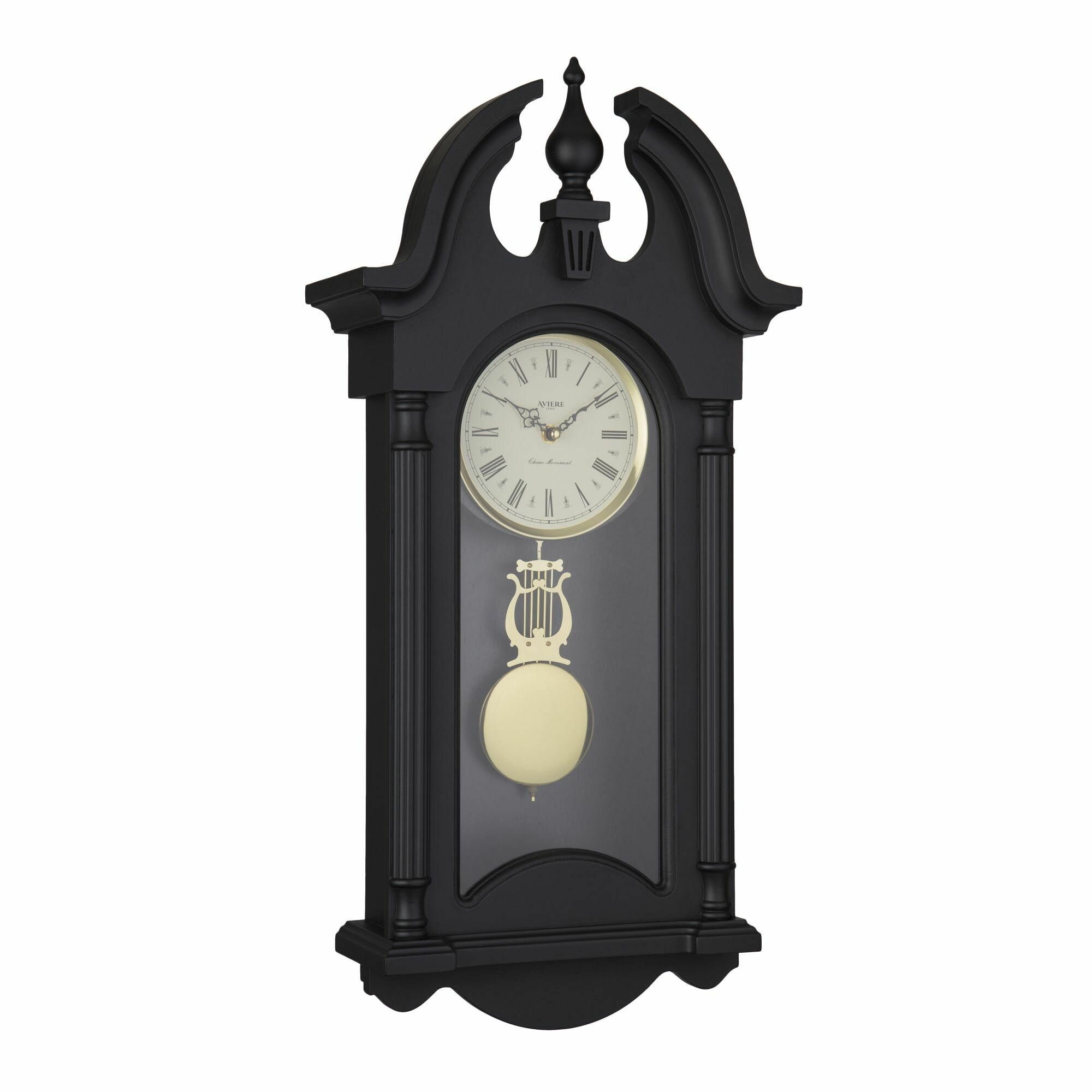 Настенные часы с боем, маятником и мелодией интерьерные из дерева для дома, кварцевые, черные Av02504B