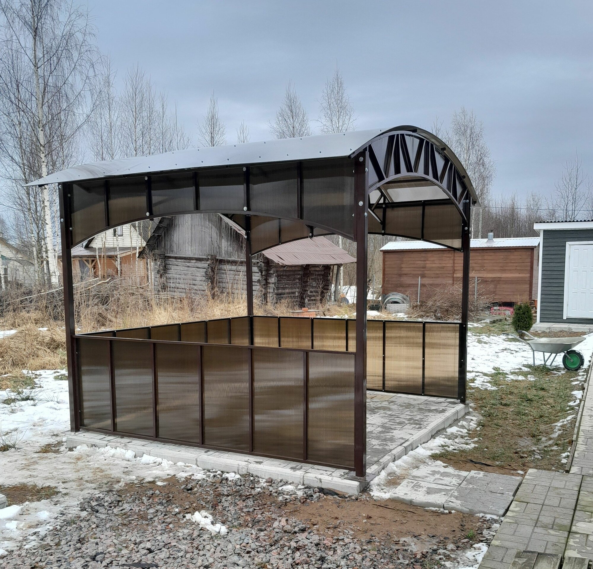 Беседка-навес Дельта 3х3 м с поликарбонатом, металлическая беседка, навес