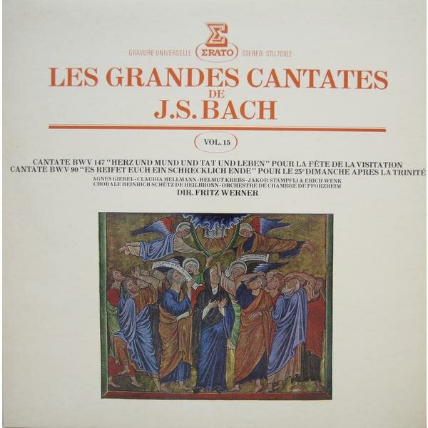 Винтажная виниловая пластинка BACH - LES GRANDES CANTATES DE J.S. BACH (VOL. 15) (AGNES GIEBEL, CLAUDIA HELLMANN, HELMUT KREBS, JAKOB STAMPFLI, ERICH WENK)