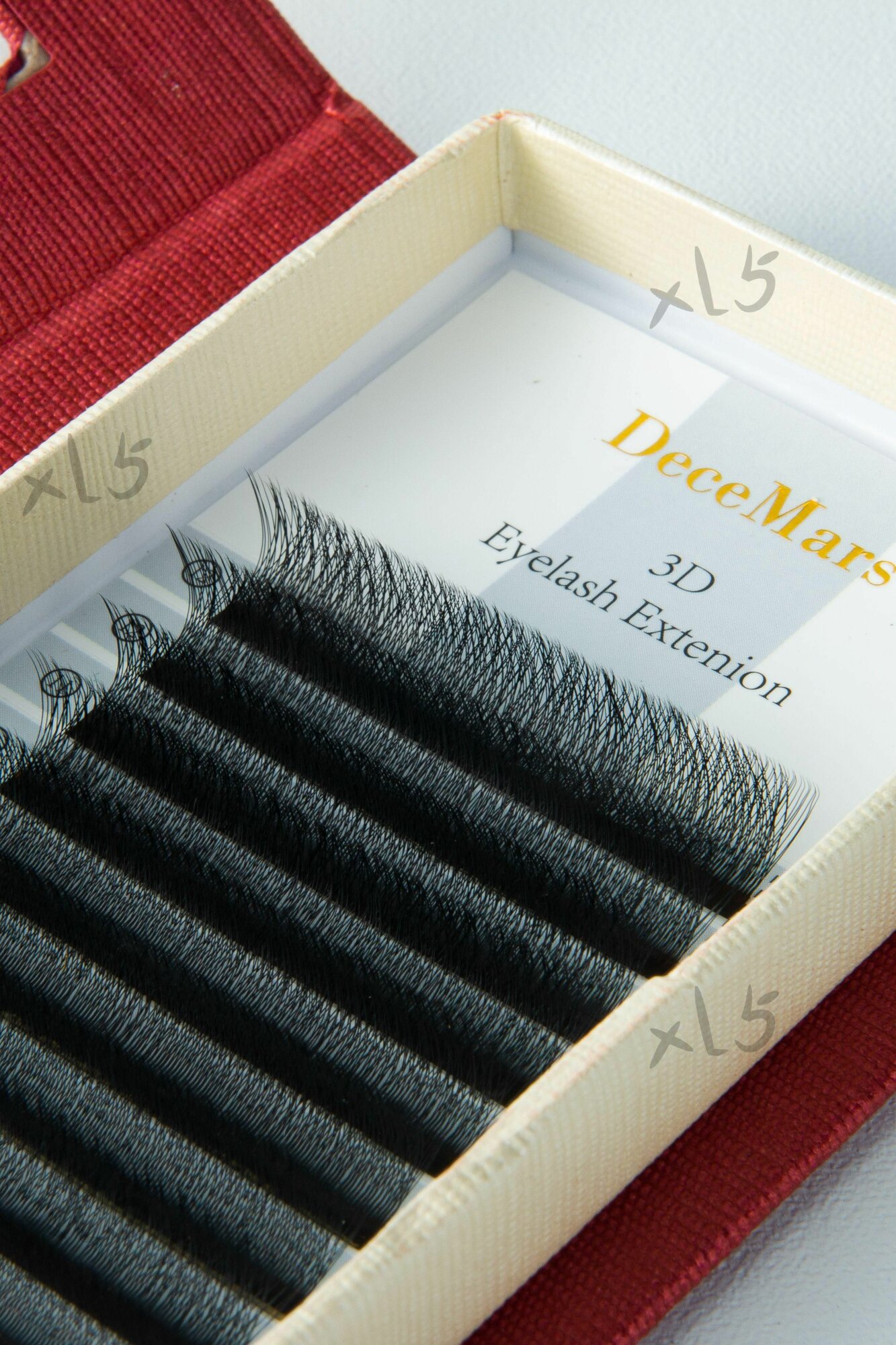 DeceMars Ресницы 3Д Черный, Наращивание смешанных ресниц, пучки 3D Микс 6-15 мм. Изгиб C 0.07R