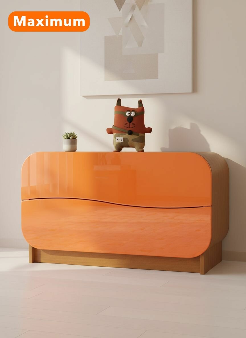 Комод Максимум-22 ольха / оранжевый 84х52х40 см, цвет на заказ