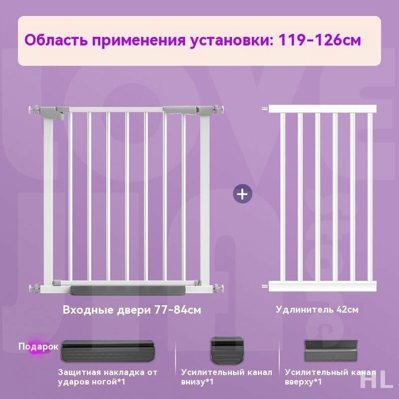 Защитный барьер калитка детский для проемов и лестниц, ворота безопасности белые CINLANKIDS