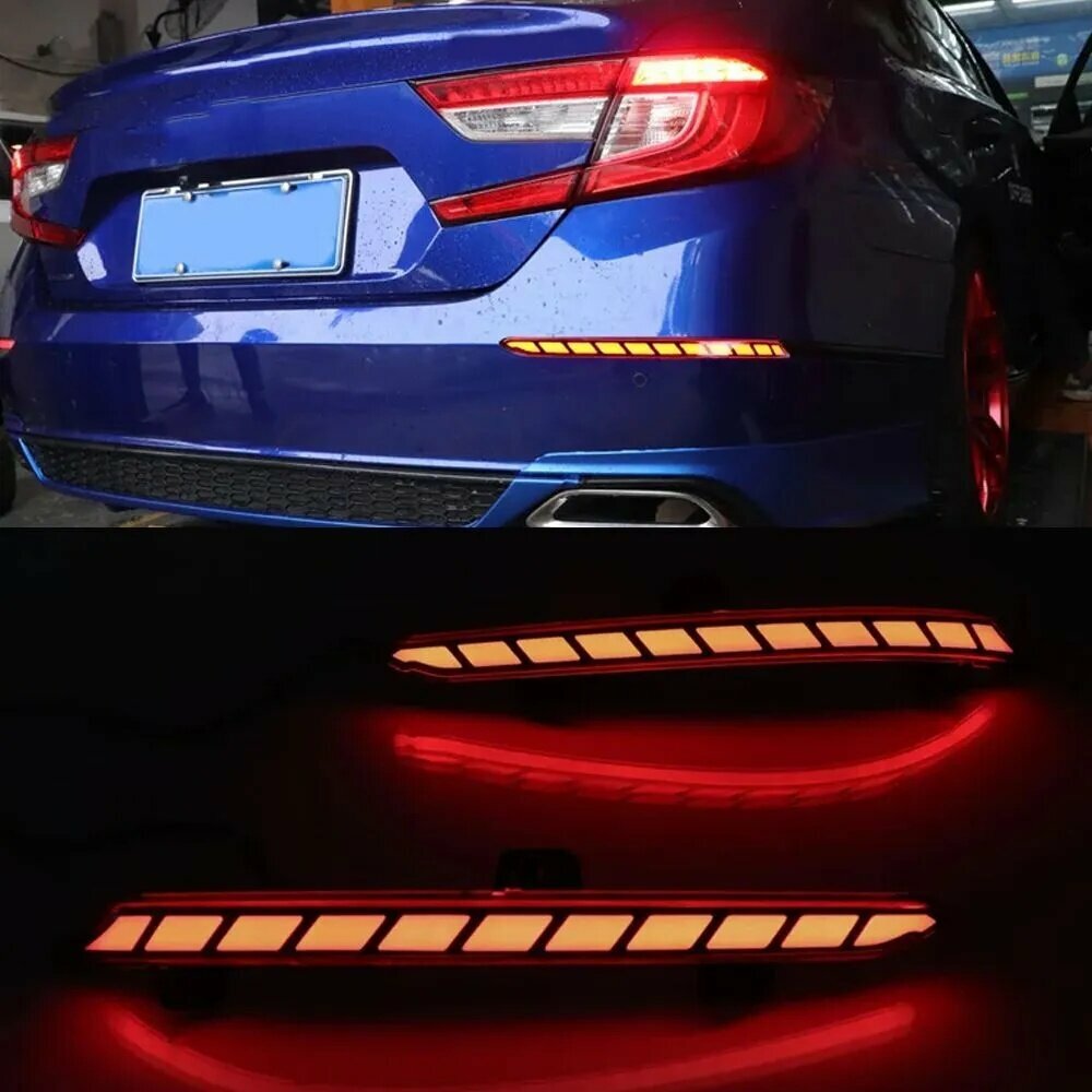 YOMTOVM Лампа автомобильная LED, 2 шт. арт. Набор моделей сетки-светодиодные фонари заднего бампера red shell led + 2 линии (вождение + рулевое управление + торможение), подходящие для Honda Accord 10th Inspire 2018-2019 годов выпуска