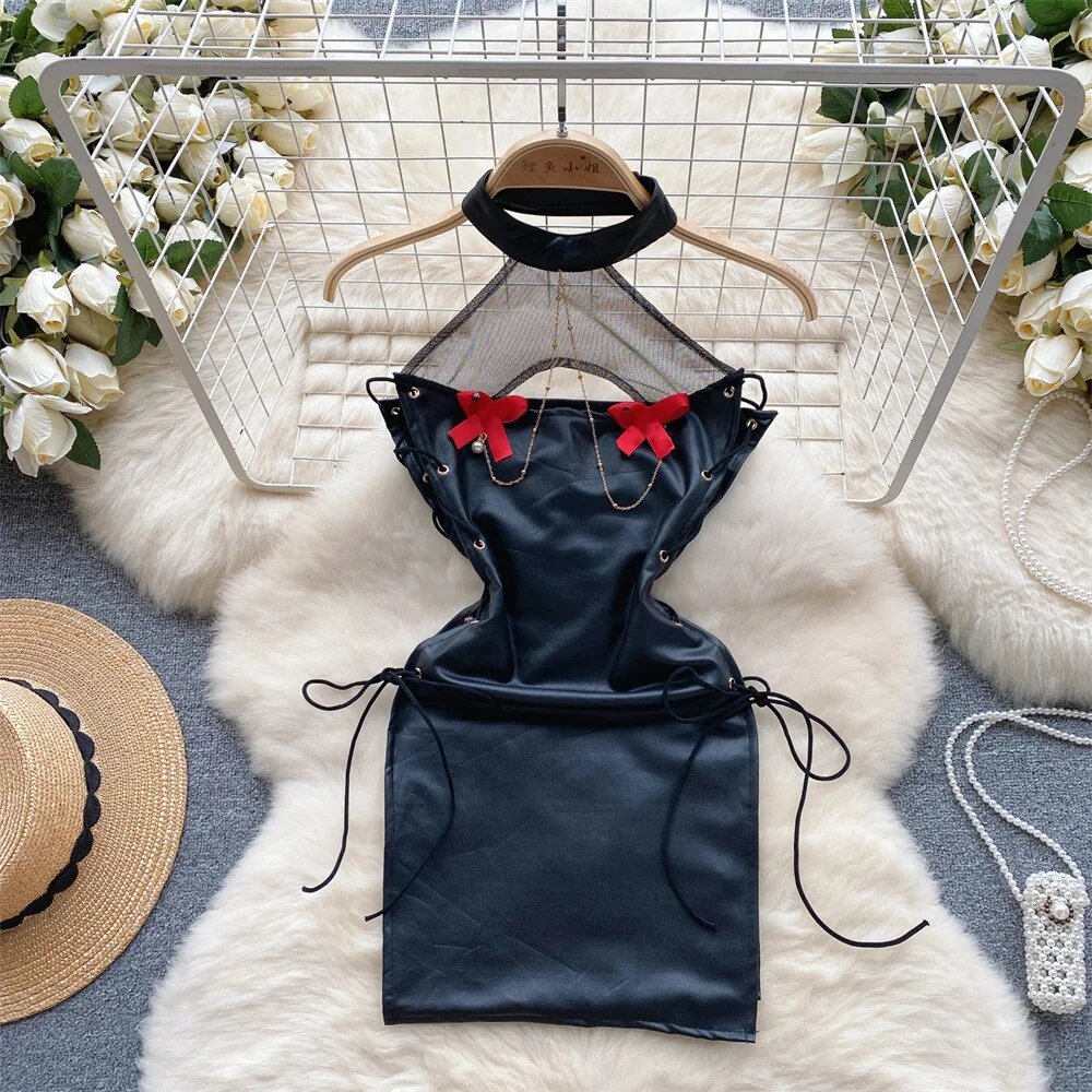 Сексуальная Женская Ночная Рубашка Без Рукавов С Открытой Спиной И Цветочным Черный, L, QD191-Black