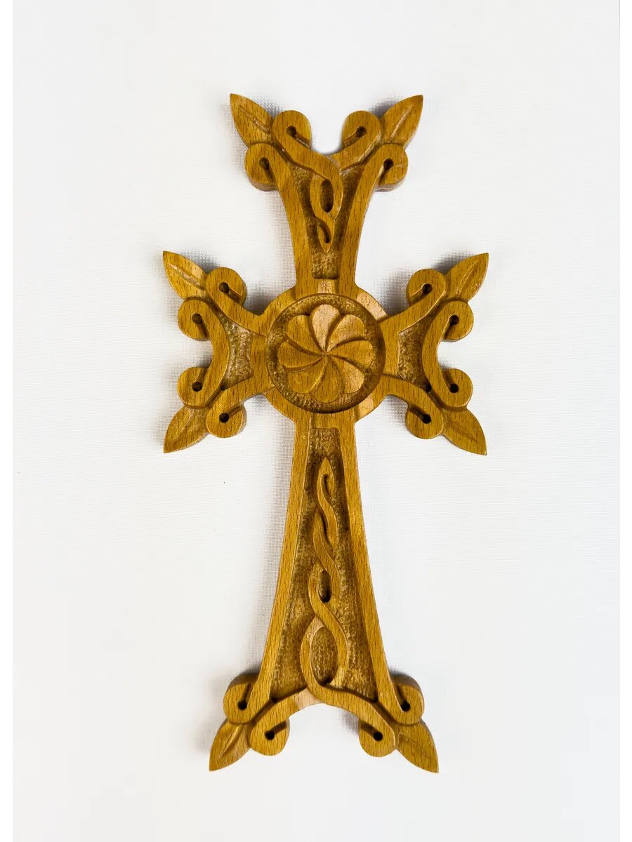 Крест настенный из дерева Католический