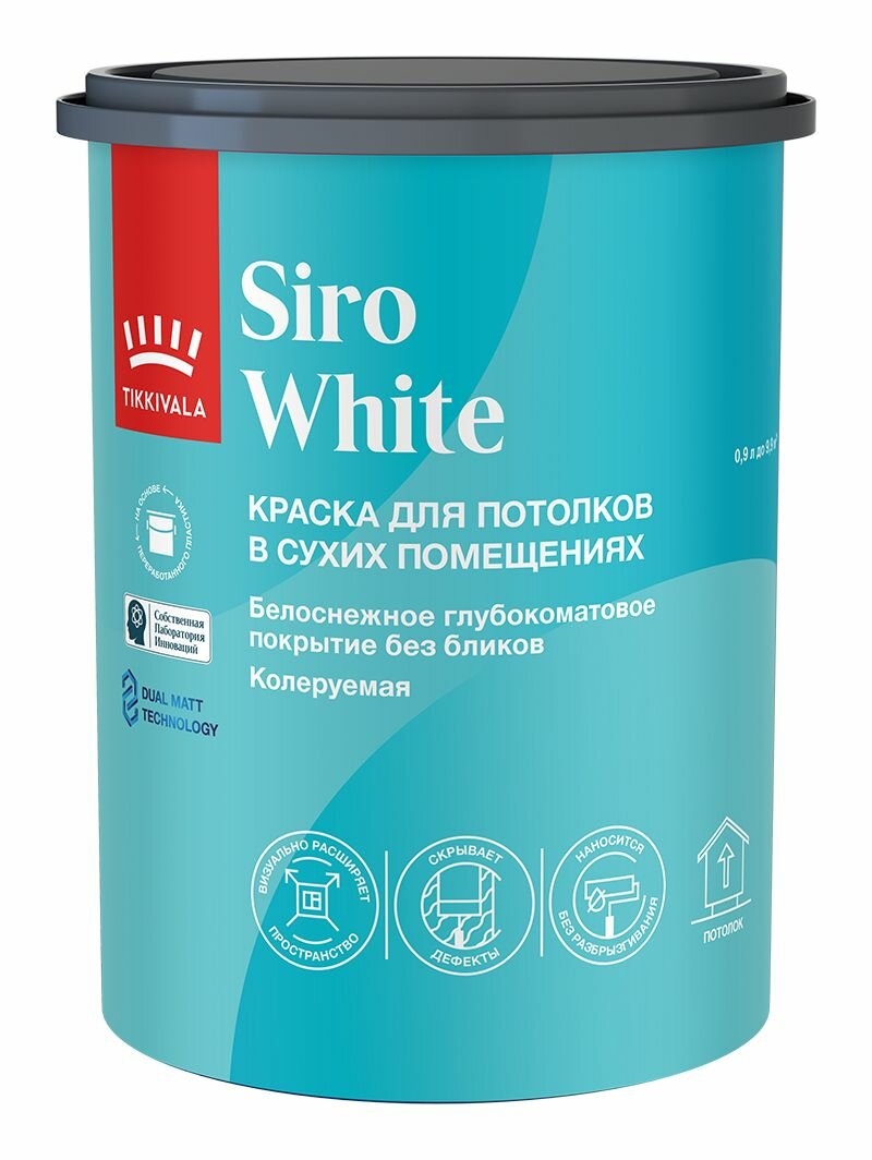 Краска для потолка SIRO WHITE A гл/мат 0,9л