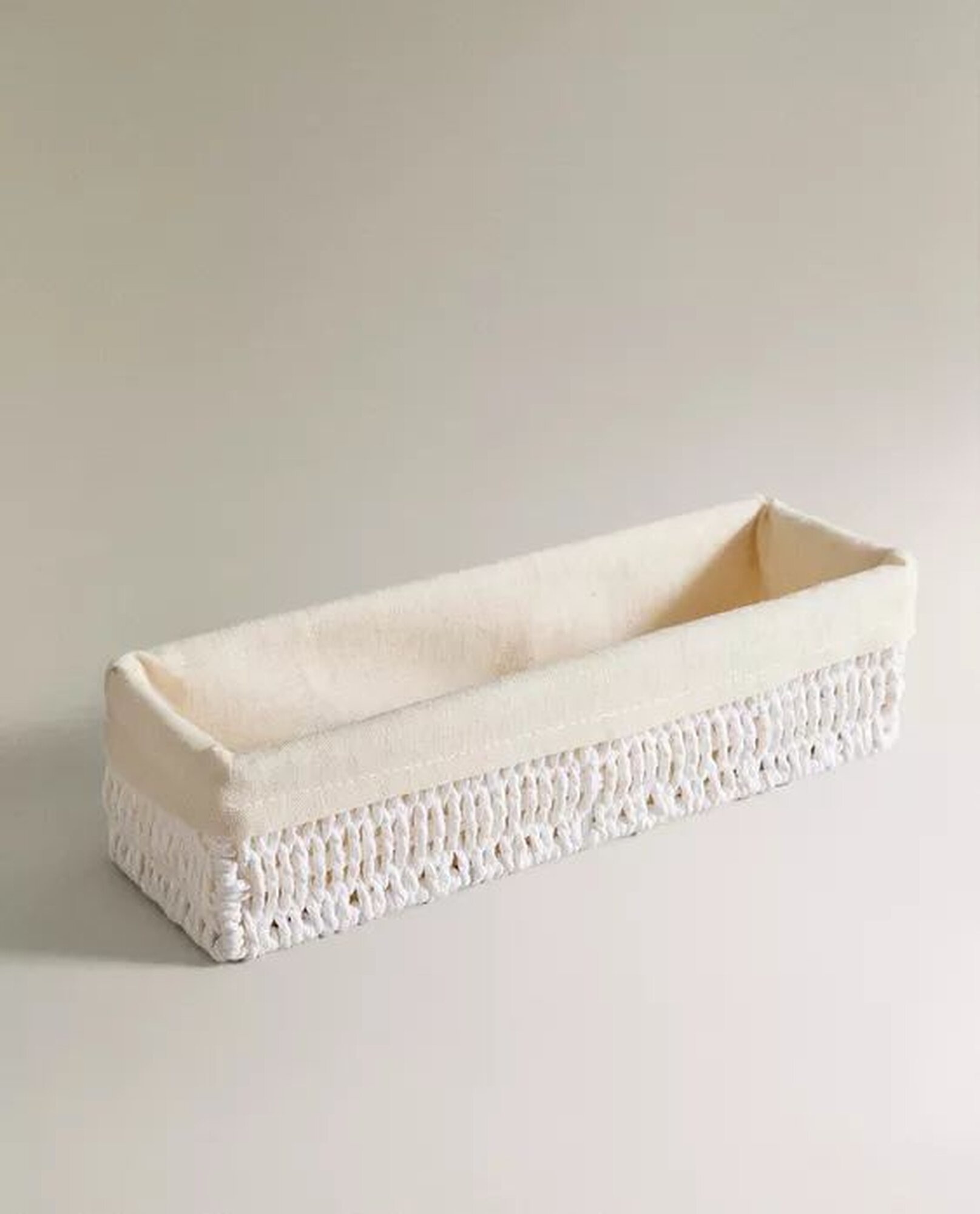 Прямоугольная корзина ZARA HOME 6526/049/250 - с тканевой подкладкой, 32 x 8 x 10 см, цвет белый