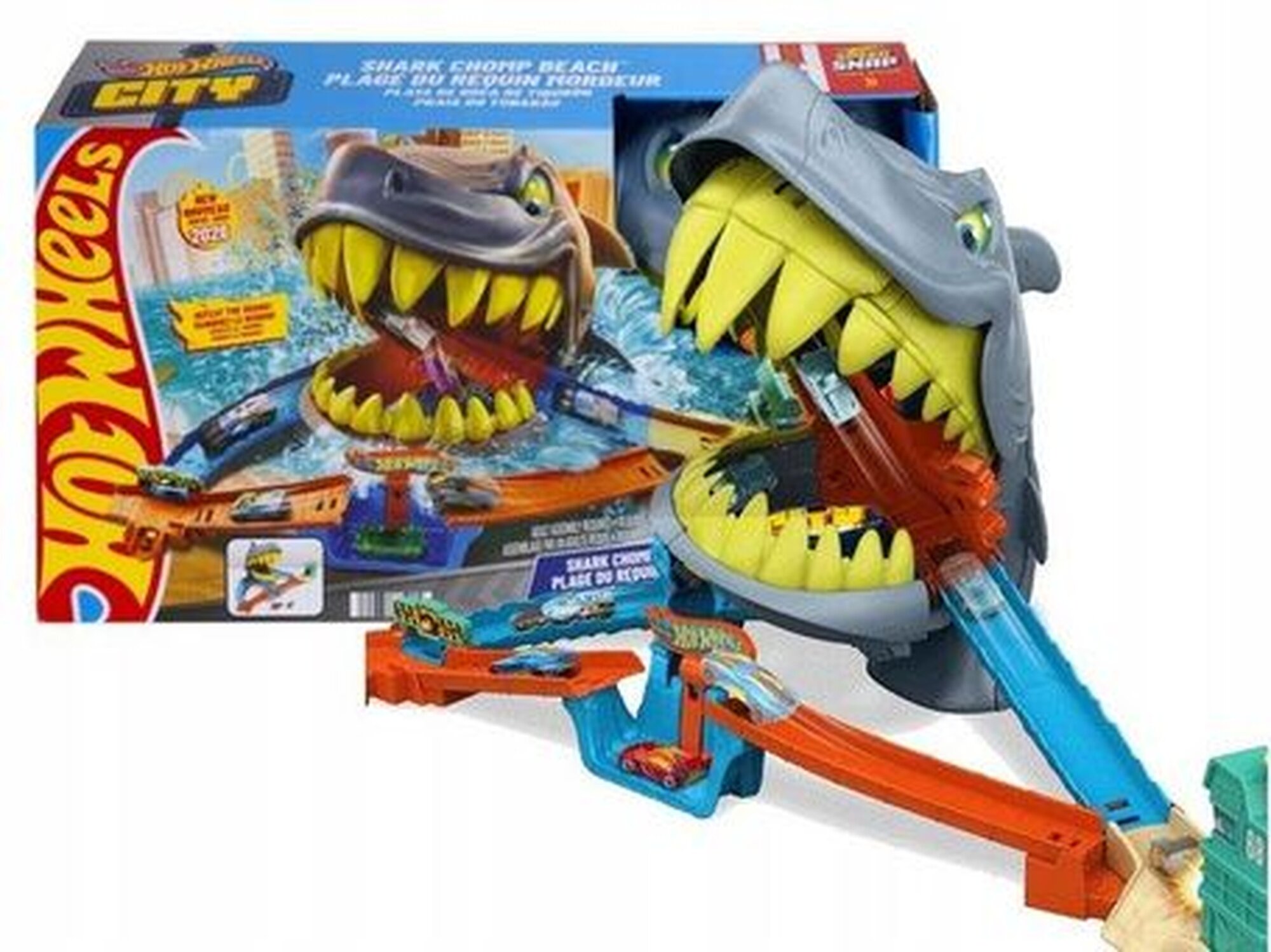 Набор Hot Wheels -City Shark Track Set Beach Showdown + машинка Hot Wheels 1:64 - JHL96