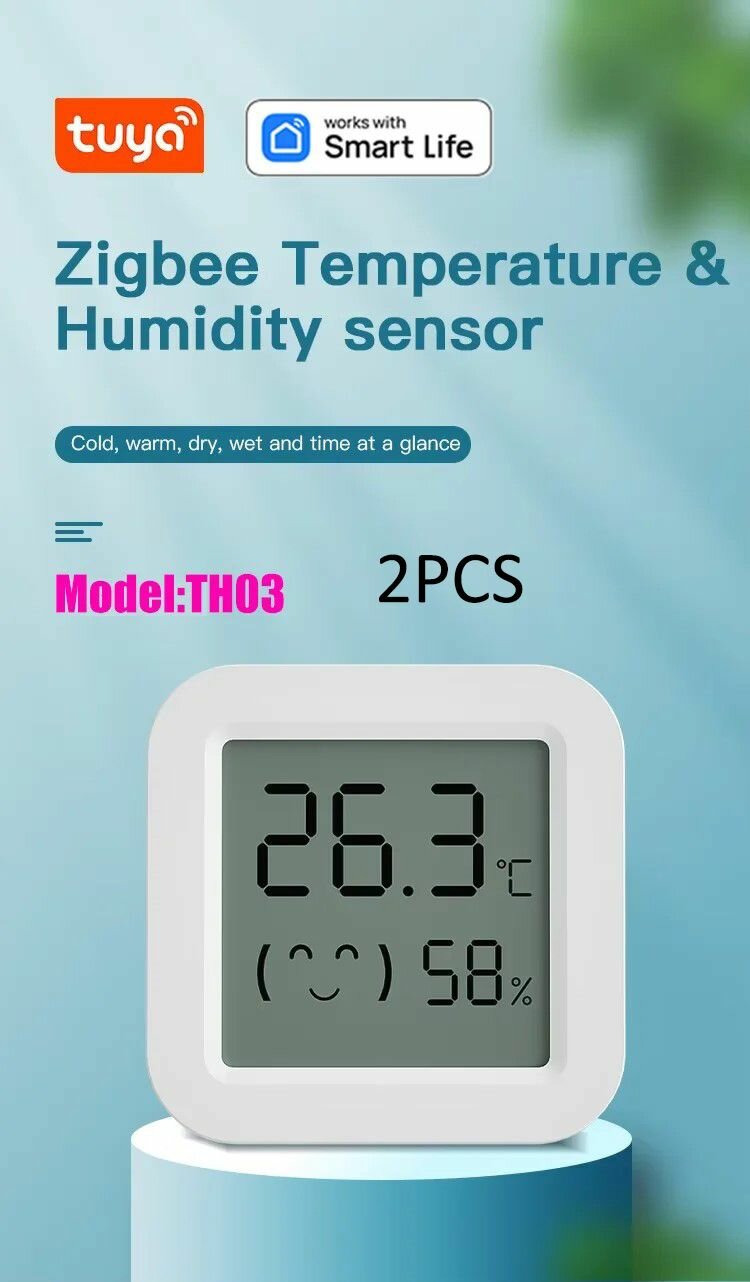 Датчик температуры и влажности ЖК-экрана для умного дома Tuya Zigbee smart home