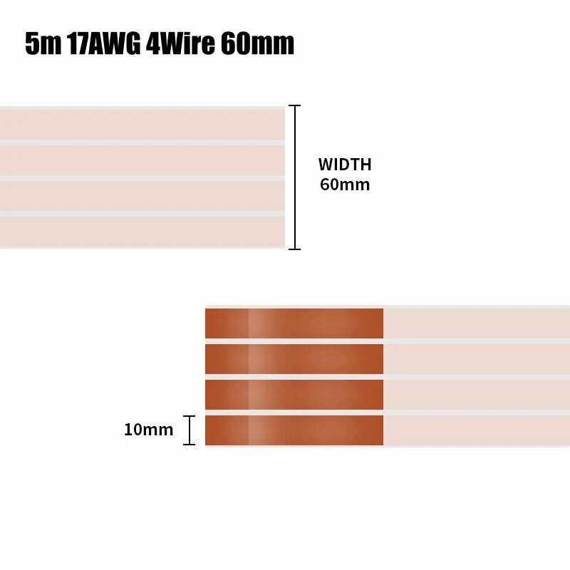 Электрический провод khelse гибкий 2-жильный 16/22 AWG 5m 17AWG 4Wire 60mm