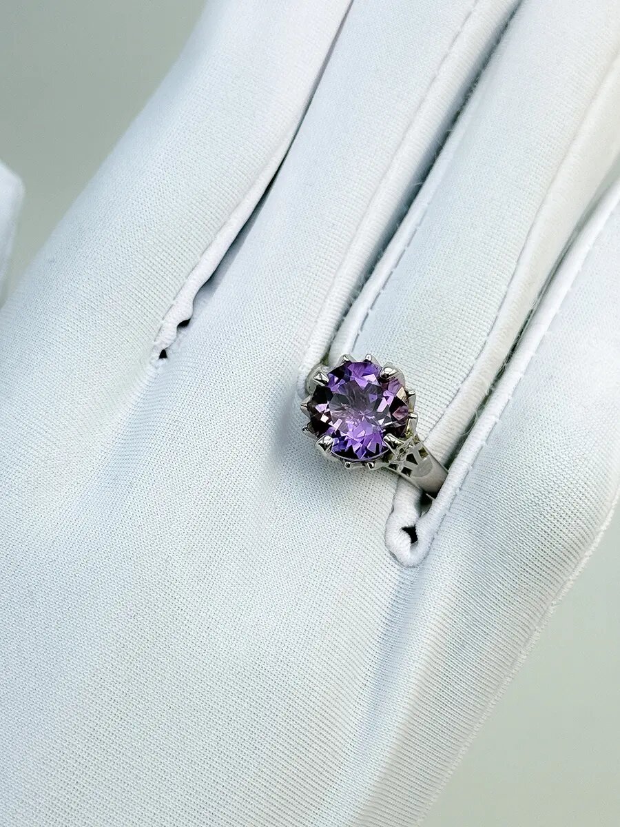 Кольцо, серебро, 925 проба, родирование, аметист
