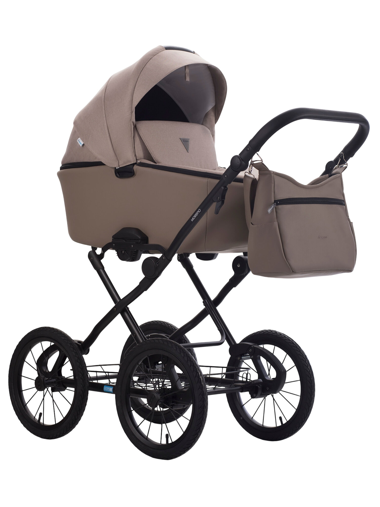 Коляска детская универсальная 2 в 1 Aroteam Moreno SL NEW, всесезонная, с большими надувными колесами, 06 т. бежевая