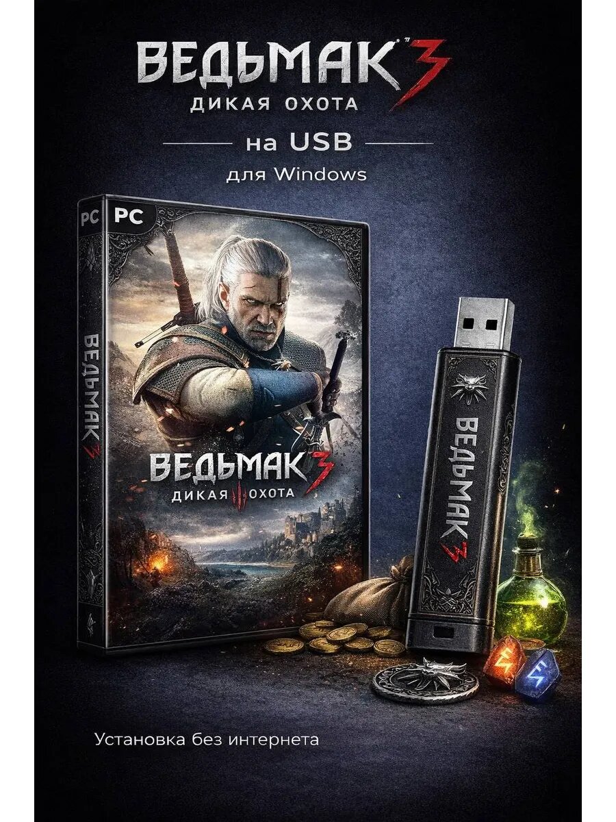 Игра Ведьмак 3: Дикая Охота на USB флешке для компьютера