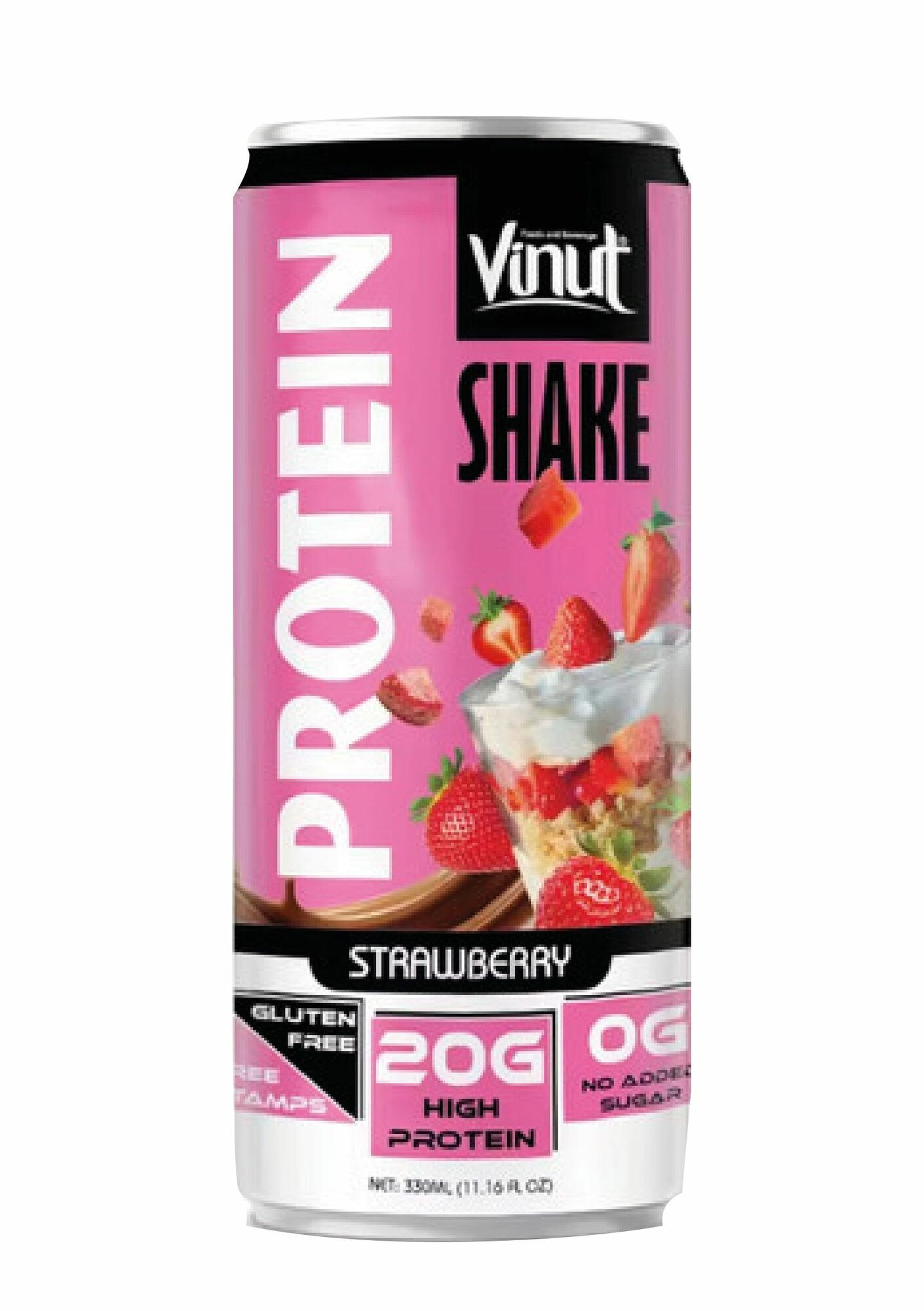 Протеиновый напиток PROTEIN SHAKE VINUT Клубника 0,33л ж/б