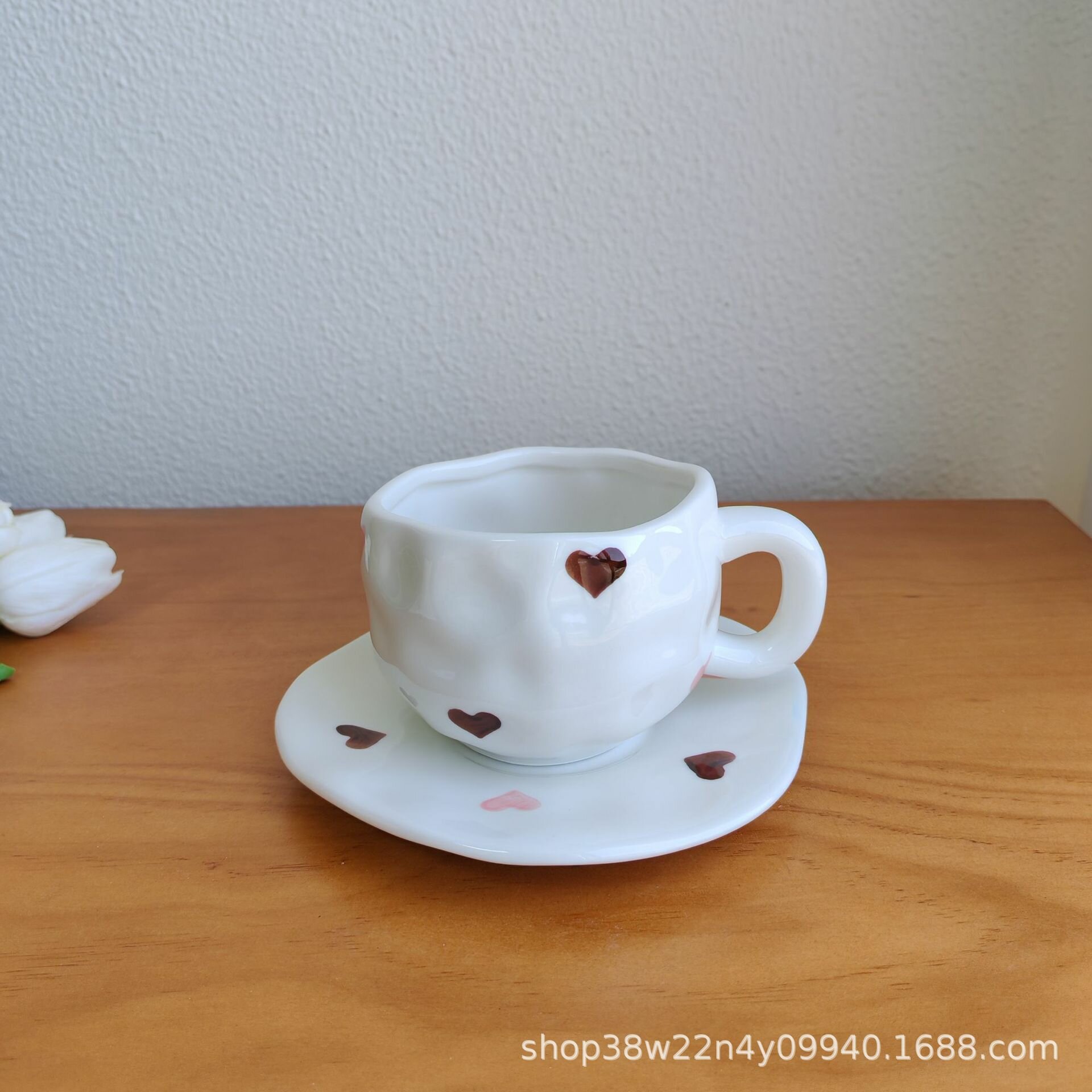 Керамическая кружка с ручной росписью в виде сердца, кофейная чашка нестандартной формы, милая чашка для завтрака, чашка для воды.