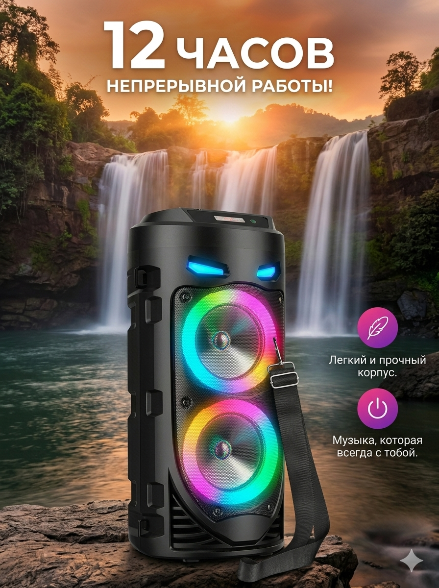 Портативная большая Bluetooth колонка ZQS-4239 с караоке и светомузыкой: мощный звук и стильный дизайн
