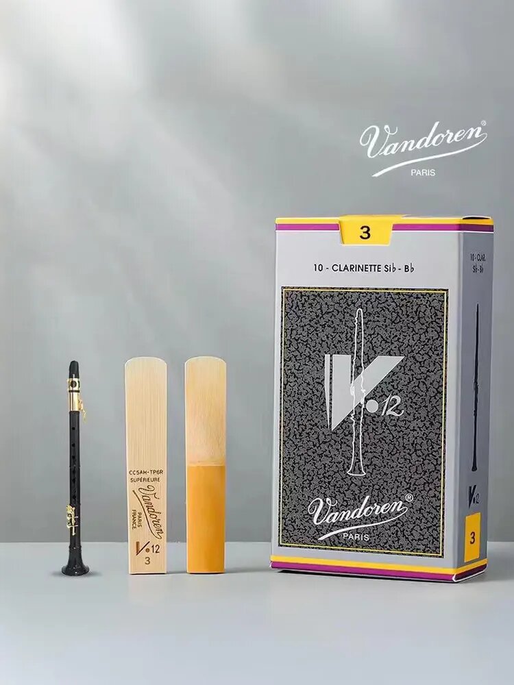 Трости Vandoren V12 для кларнета Bb, сила 3, 10 штук, бамбук, аксессуар для духовых