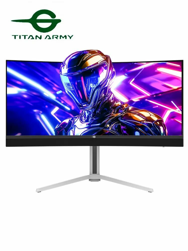 Titan Army 34" Монитор M34E7R-N, Mini LED,180HZ, Изогнутый экран, черный матовый, белый