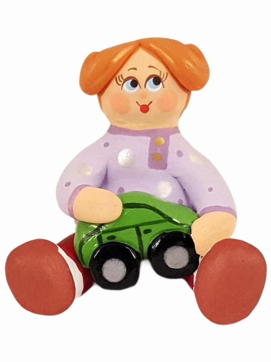 Мальчик с игрушкой-1, Ковровская глиняная игрушка, ручная авторская работа