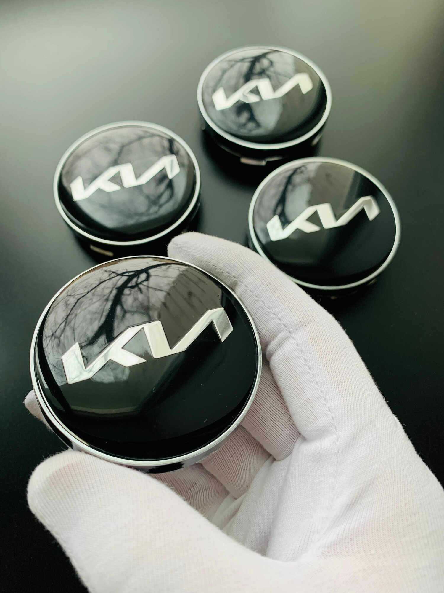 Колпак ступицы для колеса Киа 60/56мм 4шт. Заглушки на диски Kia 60мм черный