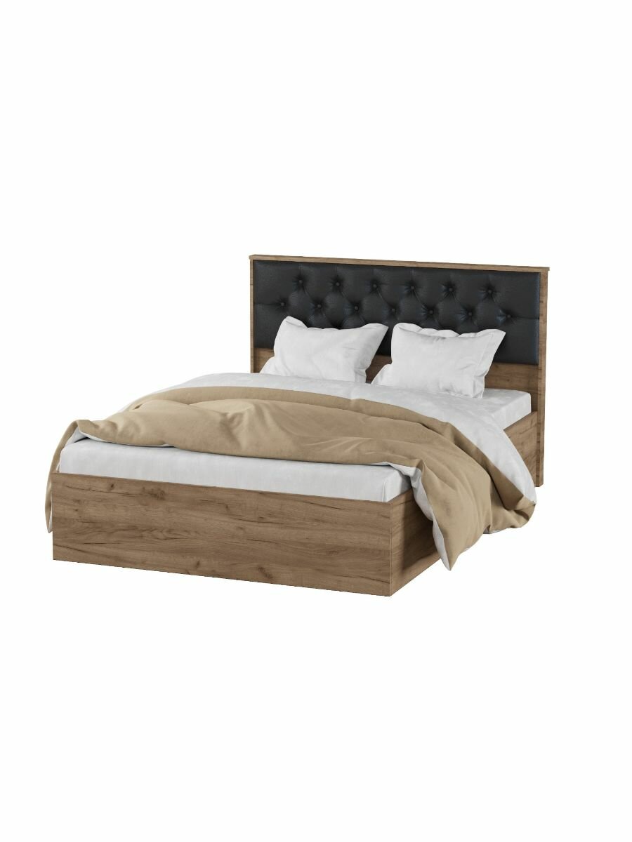 Кровать двуспальная Домани Модена МКР-1 1,4 с ортопедическим основанием, 1476х1004х2064, Дуб крафт табачный/Дуб крафт белый