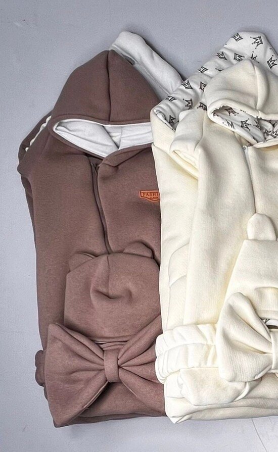 Конверт на выписку для новорожденного в роддом флис набор из двух комплектов кофейный и крем