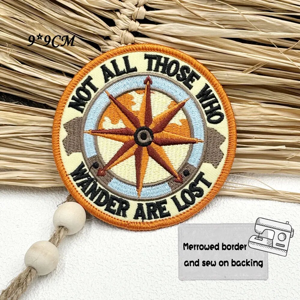 Нашивка "Not All Those Who Wander" с компасом, 9*9см, SEW ON