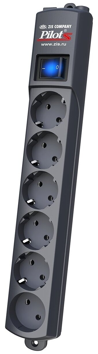 Сетевой фильтр Zis Pilot S Graphite 6 Sockets одна розетка без заземления Pilot S 1,8m Graphite