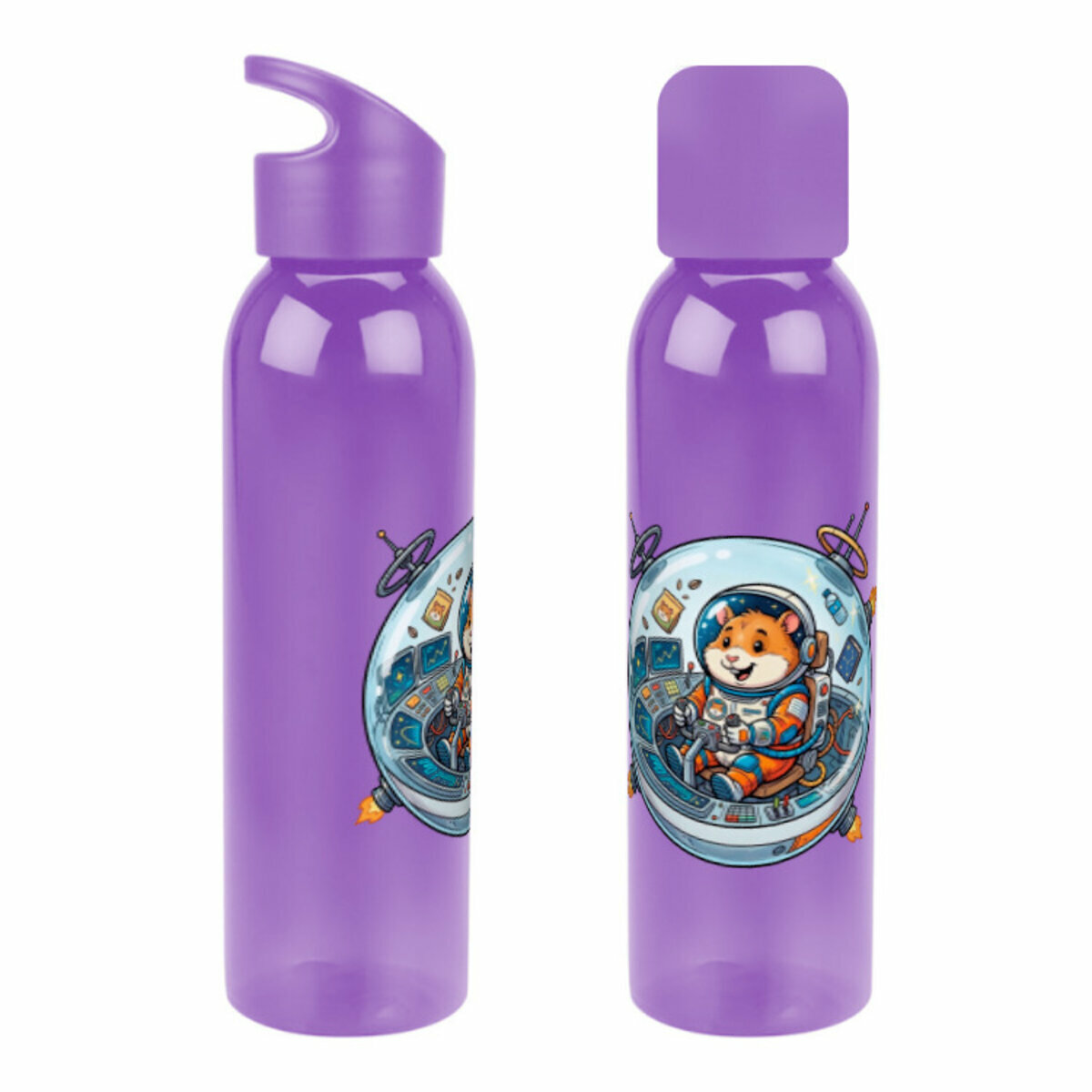 Бутылка для воды «Хомяк в корабле» (фиолетовый)