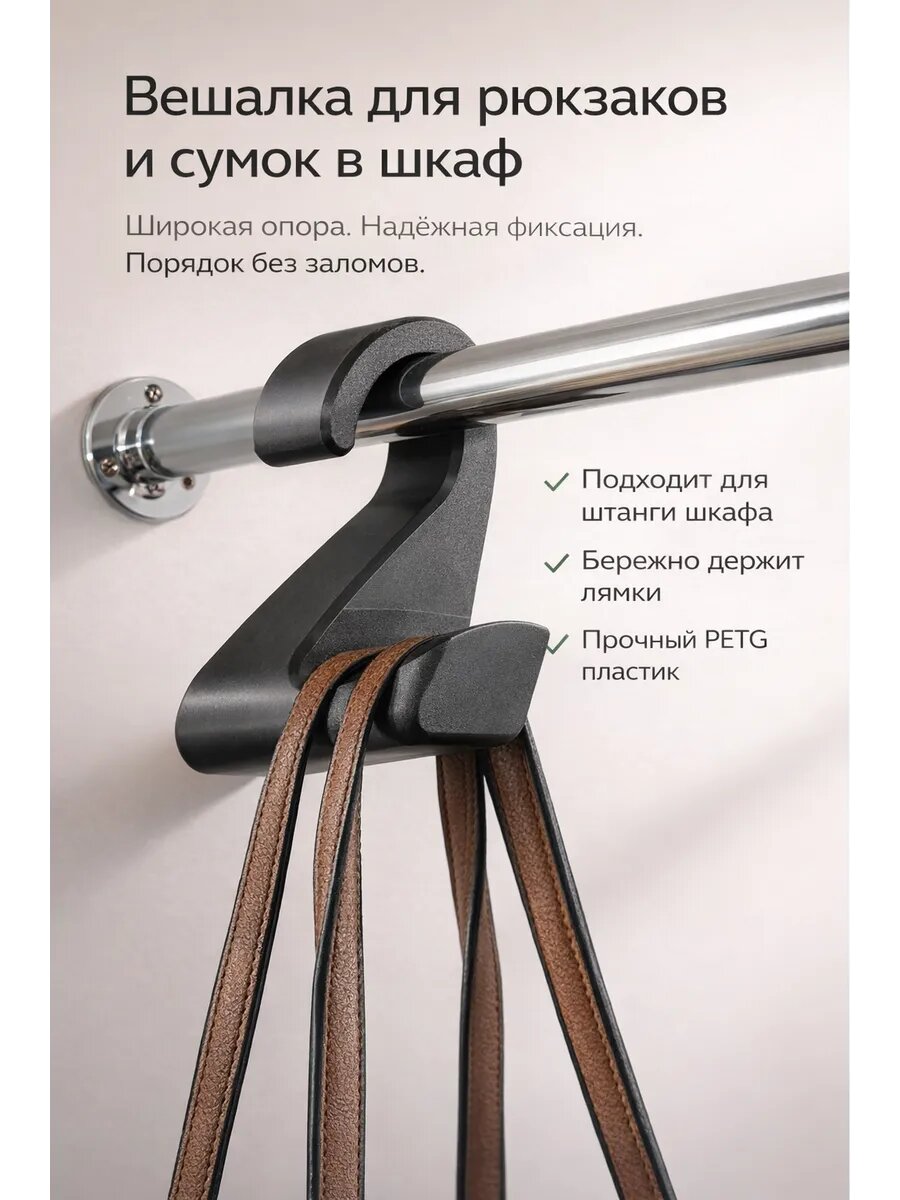 Вешалка для рюкзаков, сумок и аксессуаров в шкаф, усиленная 1 штука