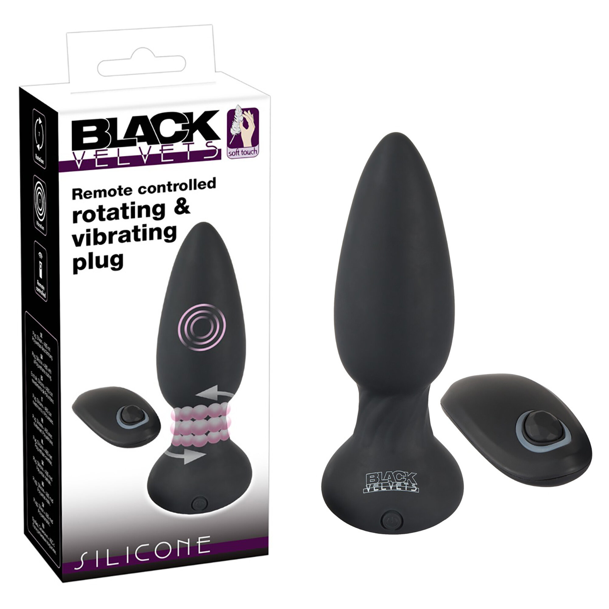 Анальная пробка Rotating Plug с вибрацией, вращением и пультом ду (13.8, Ø 4.3 см) Orion