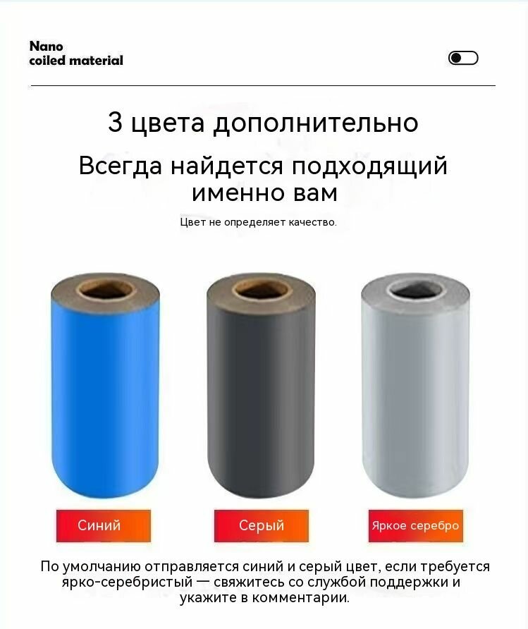 Гидроизоляция кровли и гидроизоляционная мембрана, 500мм*5м, Синий цвет, подходит для ремонта металлических крыш, потолков, пластика и других строительных конструкций.
