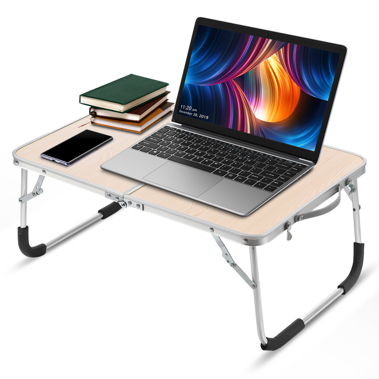 Письменный Стол Для Колен: Алюминиевый Сплав 60.5x40.5 См - Компактный Складной Дизайн Прикроватный Стол Для Ноутбука В Кровать Для Удобной Работы На Диване Или В Постели
