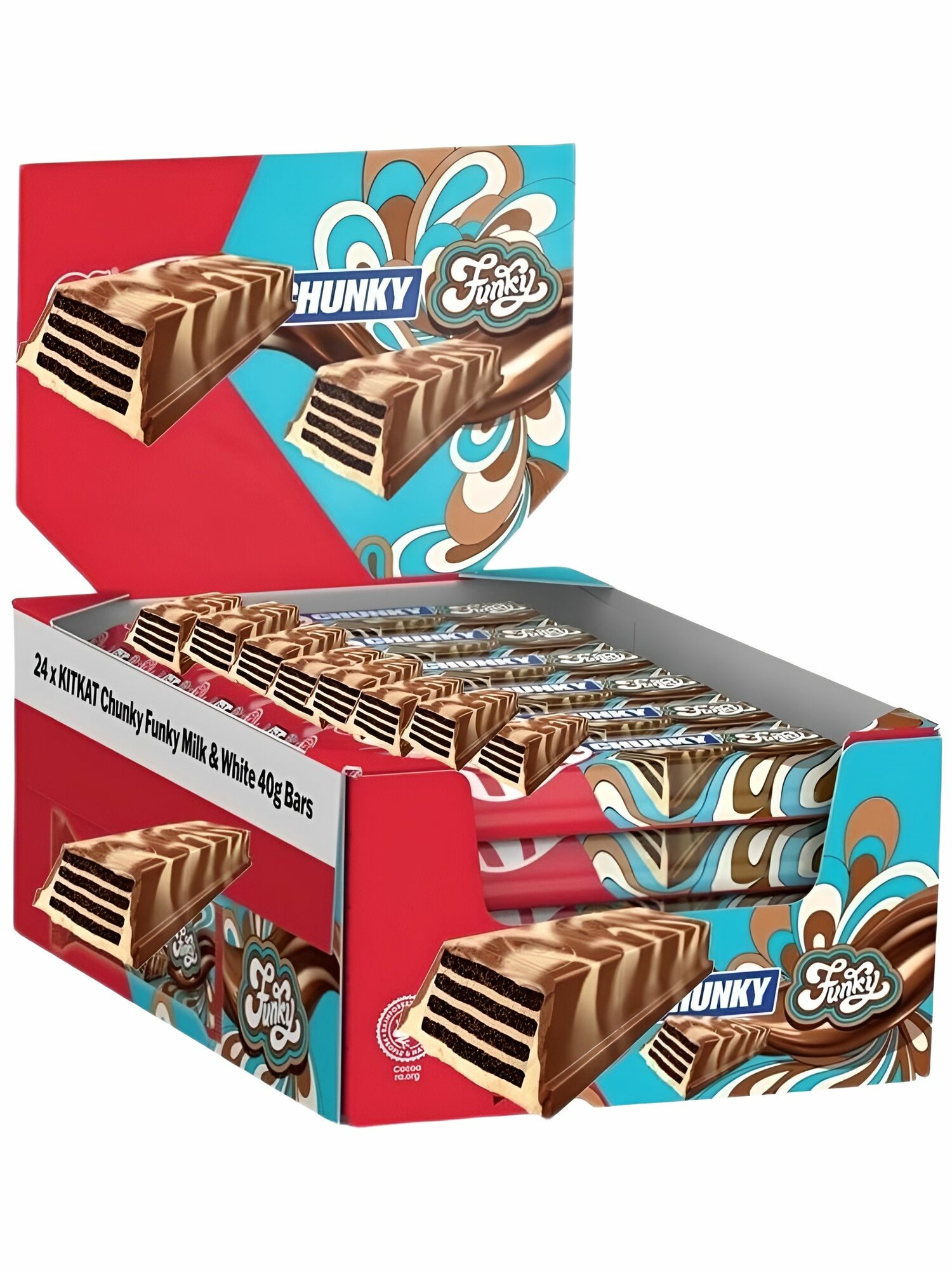 Шоколадный батончик KitKat Chunky Funky с белой глазурью с хрустящей вафлей, 24 шт. по 40 гр. (Болгария)