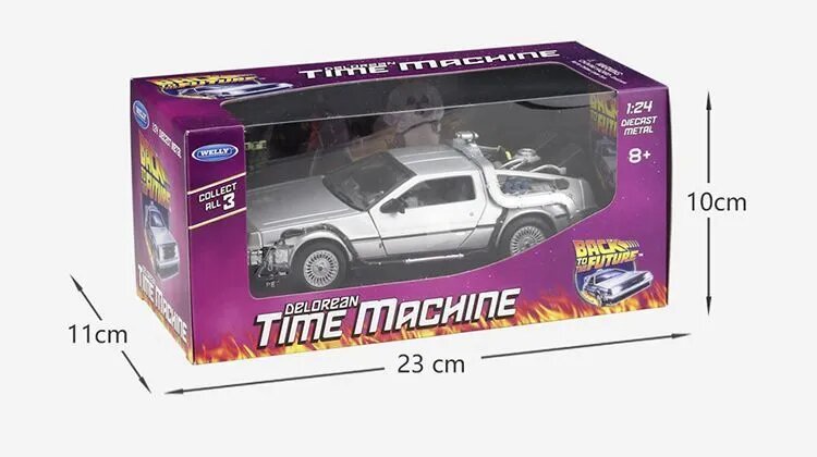 Масштабная модель автомобиля Welly Delorian Back to the Future 1:24 из металла, серебристый — фото 1