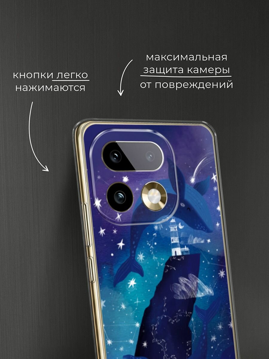 Чехол на Realme 16 Pro+ / Реалме 16 Про+ с принтом Ночные киты — фото 1