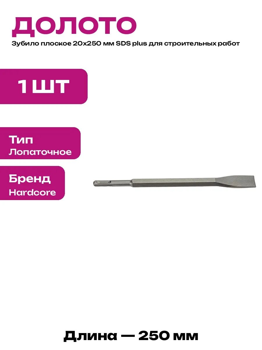 Зубило лопатка 20х250 мм SDS plus для демонтажных работ 250