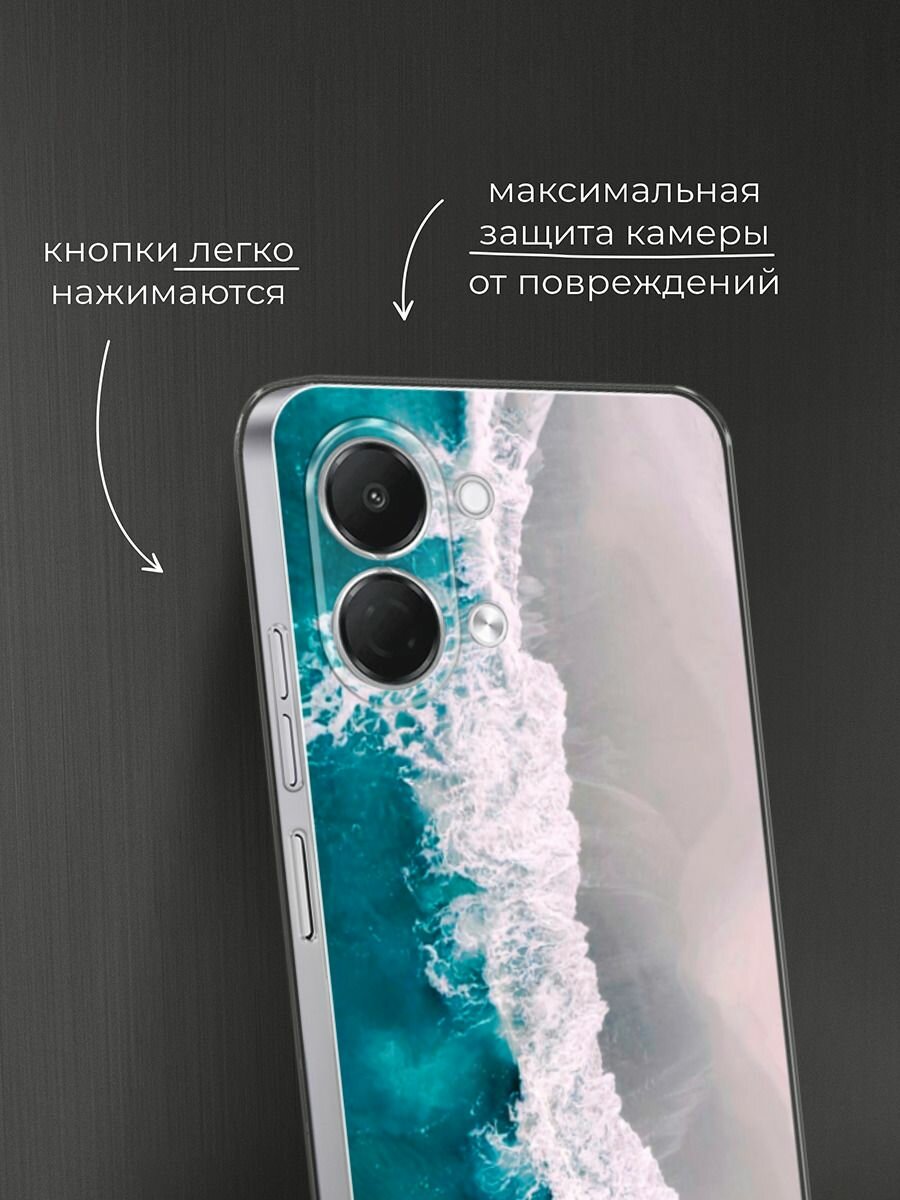 Чехол на Tecno Spark Go 3 / Текно Спарк Го 3 с принтом Бирюзовые волны — фото 1