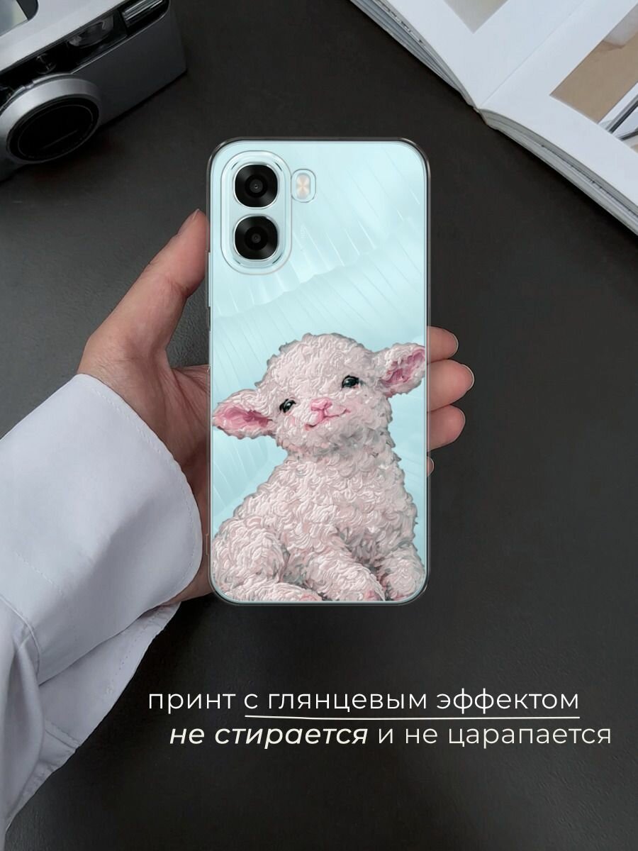 Силиконовый чехол на Oppo A6x / Оппо A6x с принтом Милый ягненок — фото 1