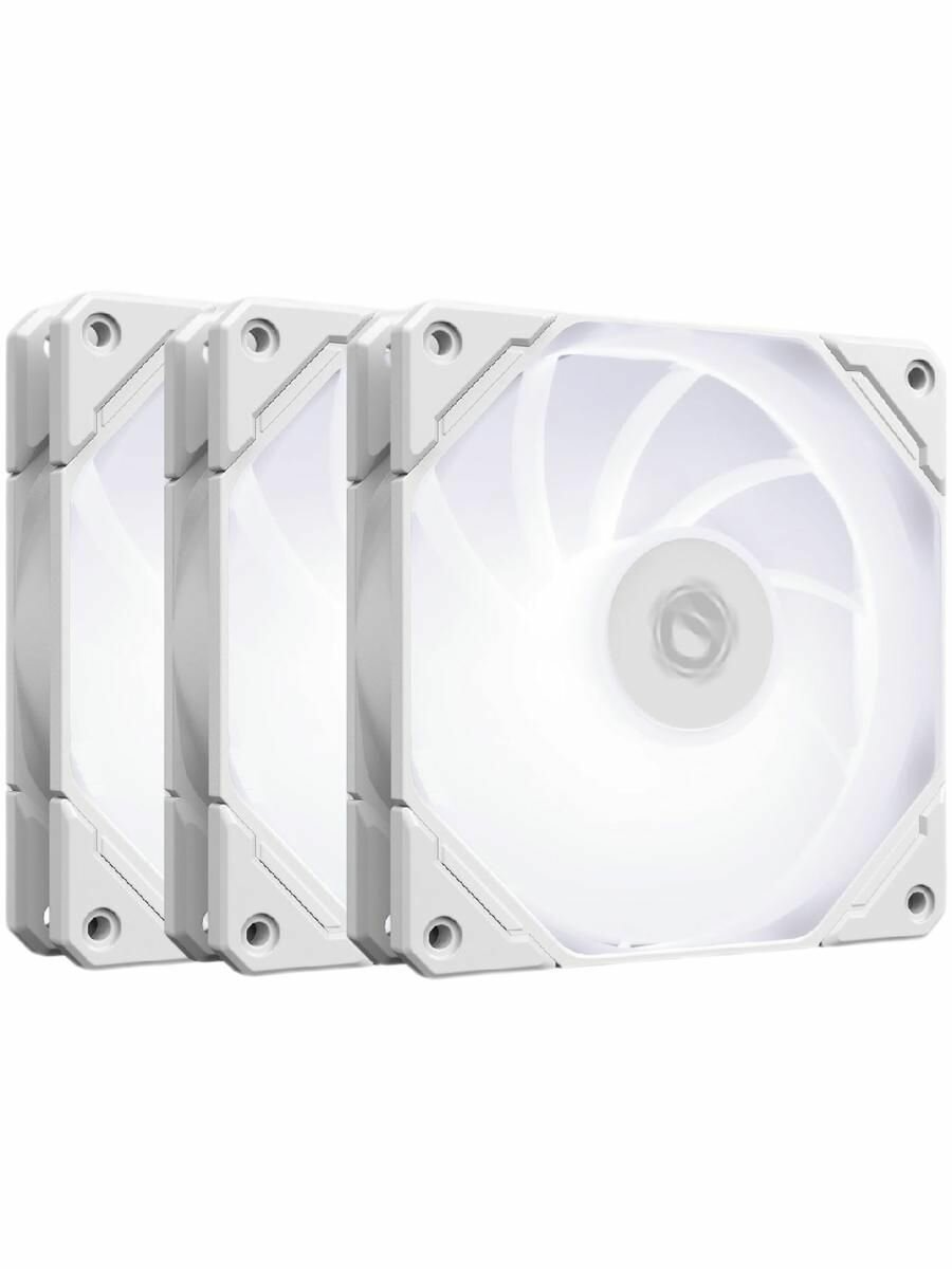 Комплект вентиляторов для корпуса ID-COOLING TF-12025-PRO-SW TRIO (3 in 1) 120x120x25мм (PWM, резиновые углы, белый, White LED, 300-1500об/мин)