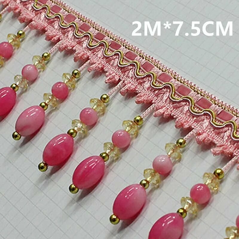 7.5CM*2M Декоративный бордюр для штор с бисером и кристаллами европейский стиль фри имитация нефрита