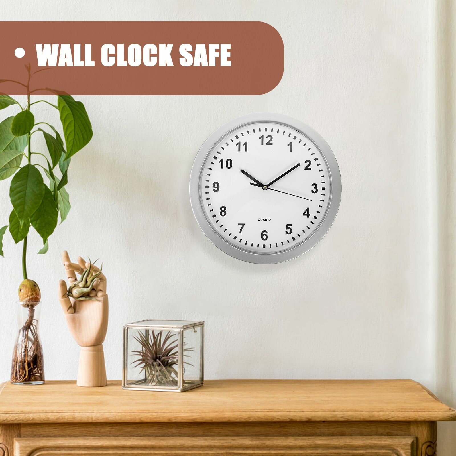 Большие настенные часы-сейф серебристого цвета для хранения денег и ценных вещей