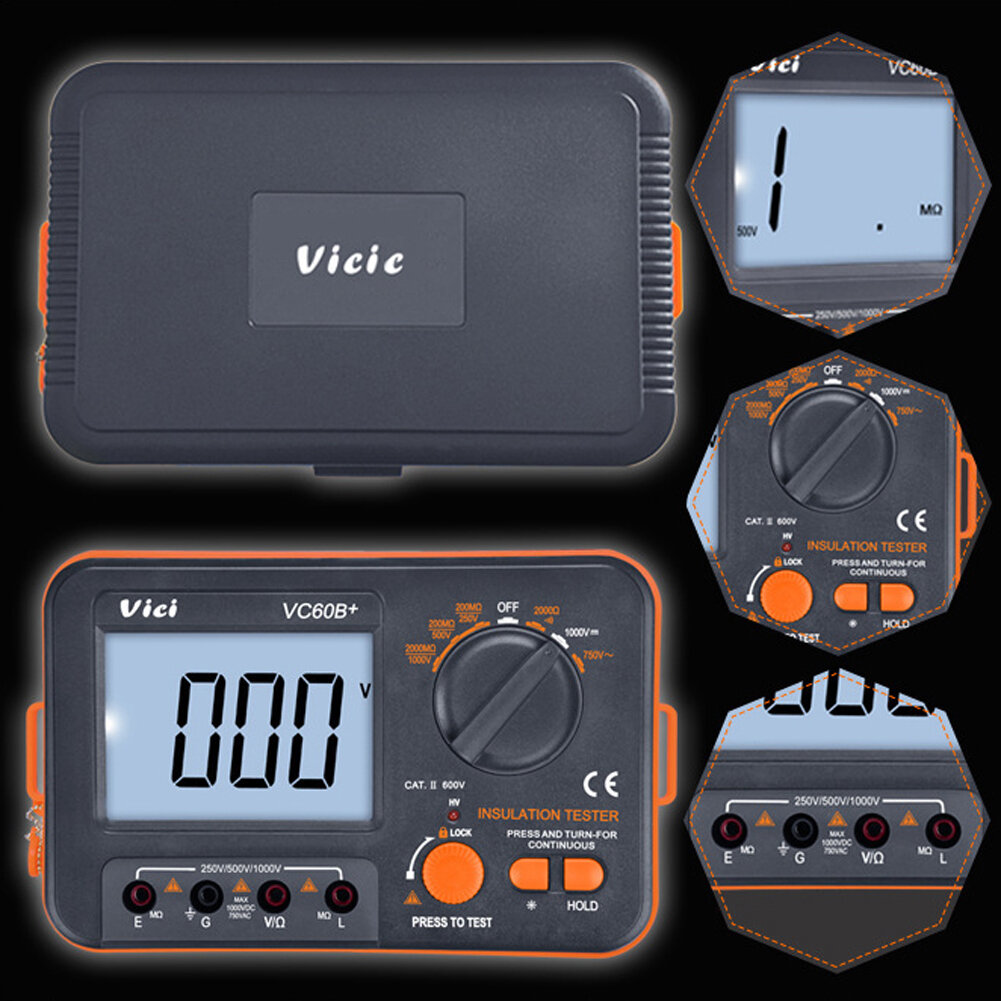 Цифровой мегаомметр VC60B+, портативный, с подсветкой