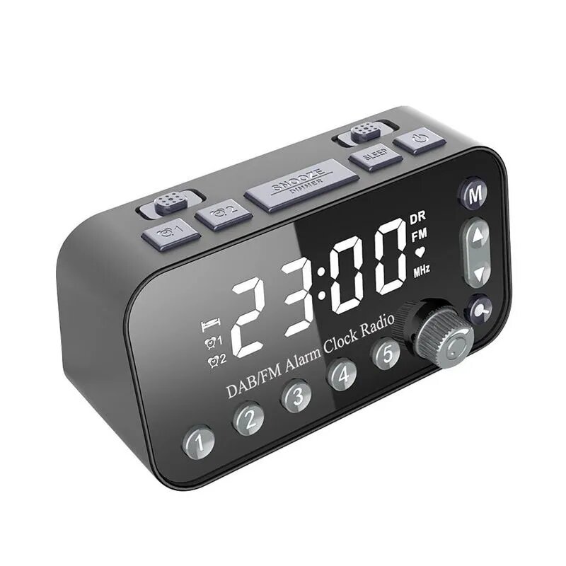 Настольные часы DAB/FM Alarm Clock Radio Белый цифровой будильник с радио, будильником и функцией повтора, для дома и офиса — фото 1