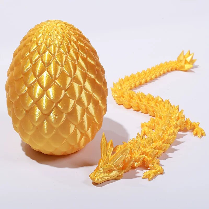 28 см Шелковый Золотой Дракон с Яйцом, 3D-печать, Пластиковая Подвижная Модель с Яйцом, Набор для Обучения