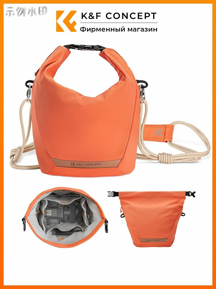 K&F CONCEPT Стильная сумка-слинг для камеры, ролл-топ, можно использовать как внутренний чехол