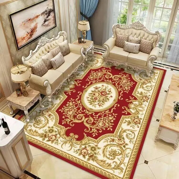 Ковер 140x200 см Красный Классический Текстиль Хлопок Прямоугольный для гостиной